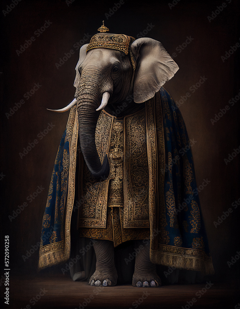 Royal Portrait of an Elephant Dressed as a British King | Generative AI ...