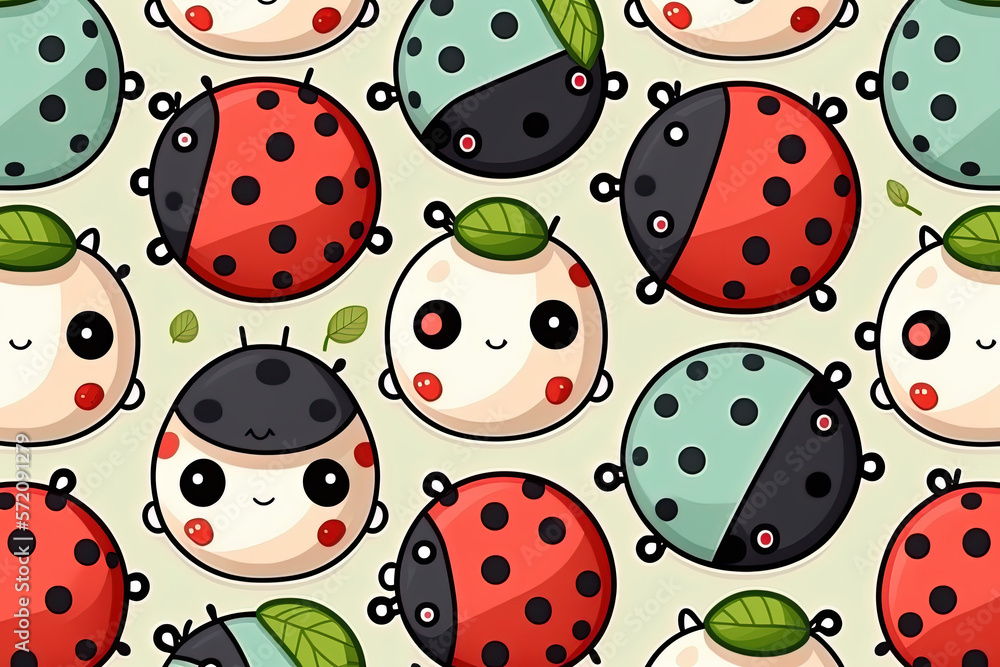 Cute ladybug ilustration pattern for graphic resource use Stock ...