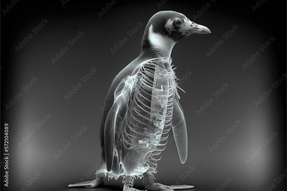 penguin x-ray style. X-ray of Raw whole chicken. Creative Art abstract ...