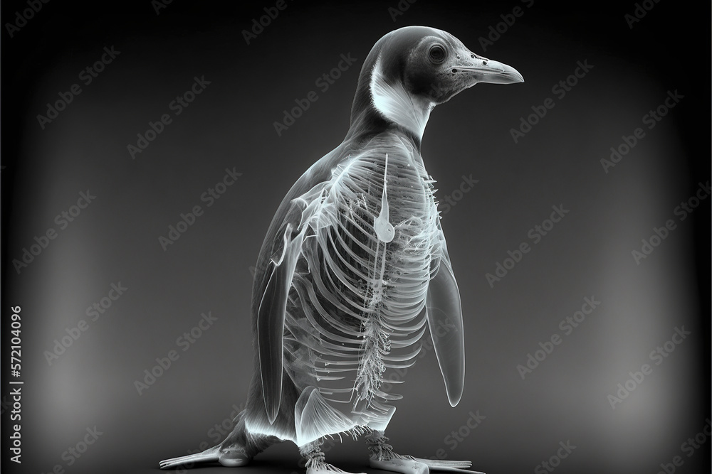 penguin x-ray style. X-ray of Raw whole chicken. Creative Art abstract ...