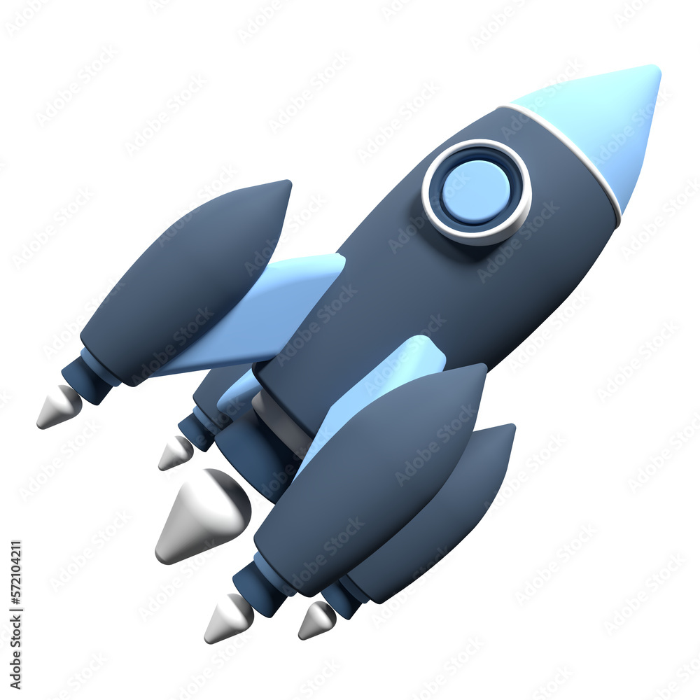 3d render rocket cartoon. 3d space rocket icon. Spaceship icon. 3d ...