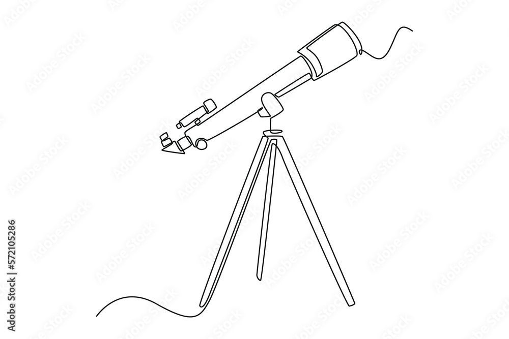Continuous one line drawing telescopes. Outer space concept. Single ...