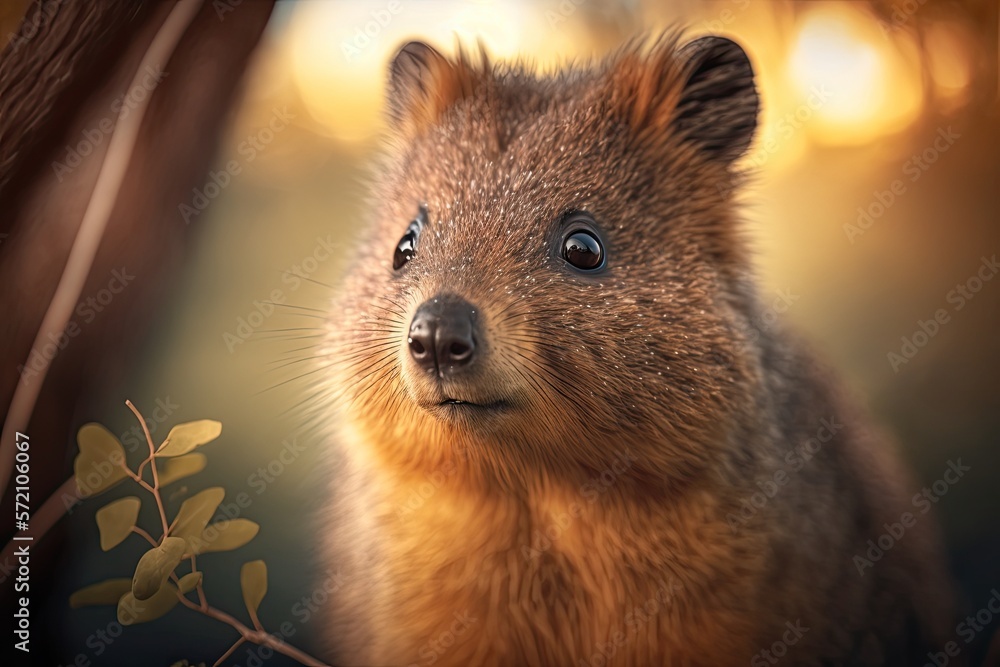 Adorable Quokka portrait. Cute Australian wildlife rodent mammal ...