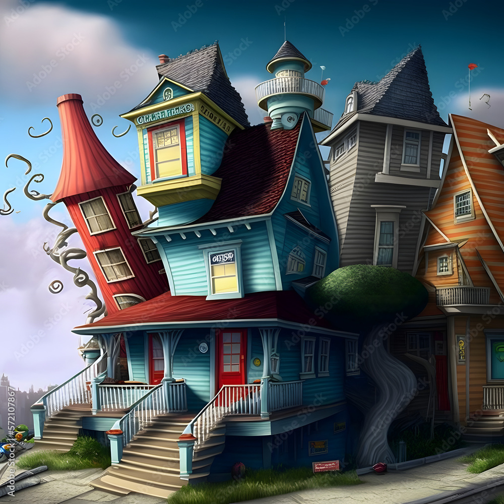 realistic photo realistic houses designed by Dr Seuss Stock ...
