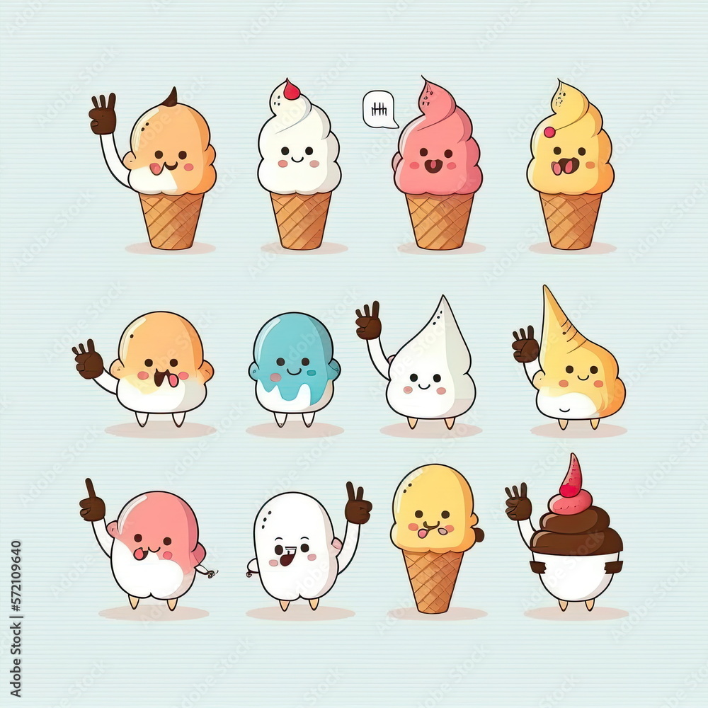 Collection of cute cartoon, Thumb signal, vector illustration, white ...