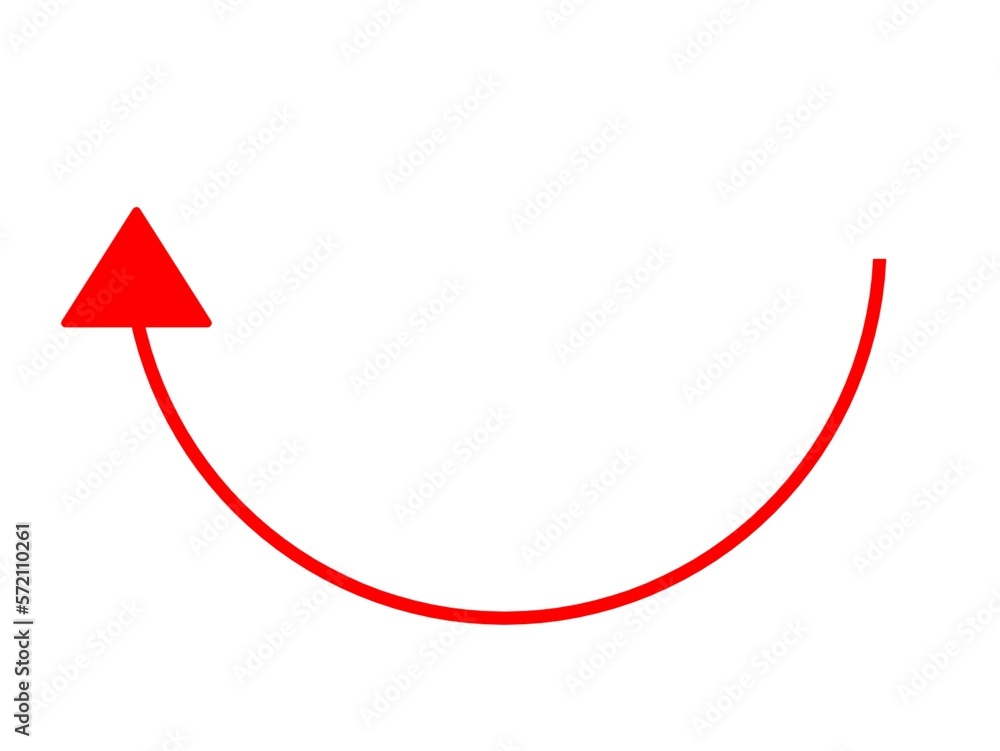 Red semicircle arrow icon , curved arrow up left icon Stock ...