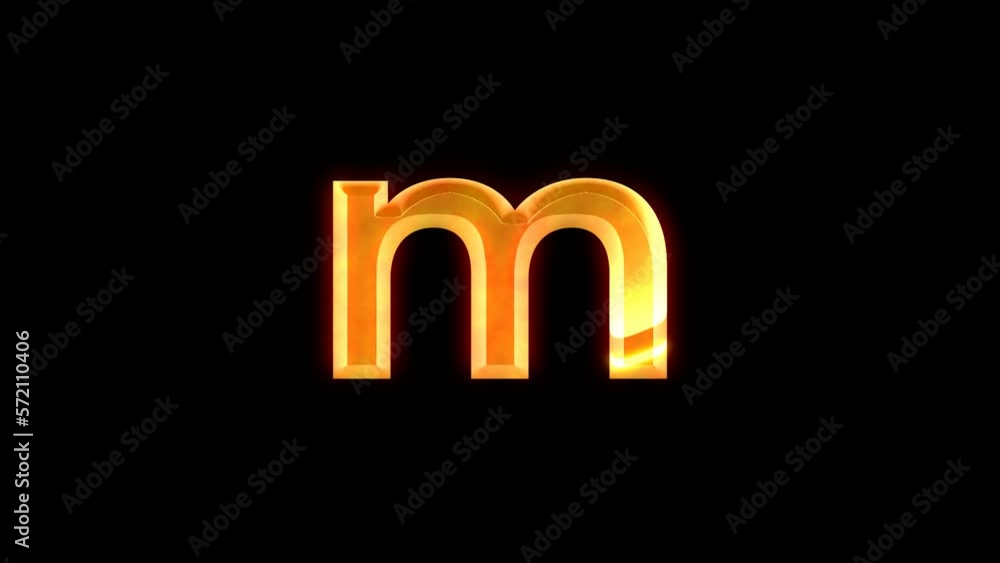 Letter m animation on transparent background with golden lens flare ...