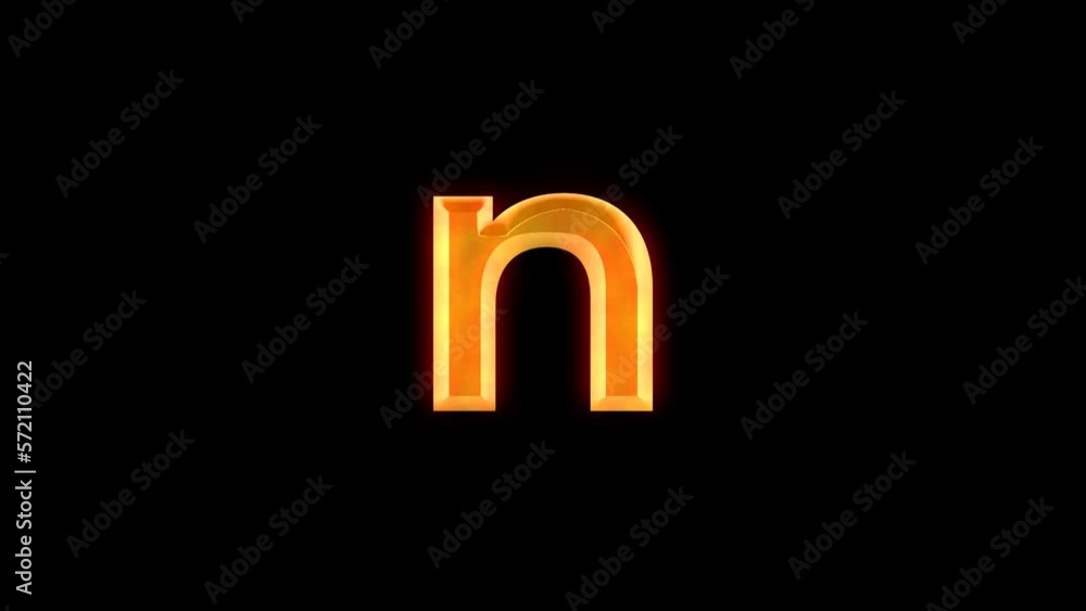 Letter n animation on transparent background with golden lens flare ...