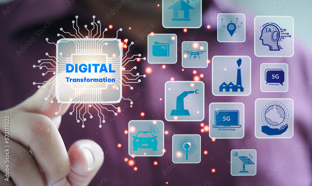 Businessman touch digital transformation technology strategy ...