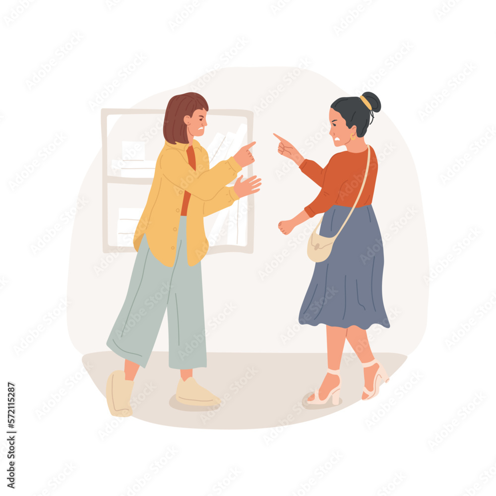 Friends fight isolated cartoon vector illustration. Two women having ...