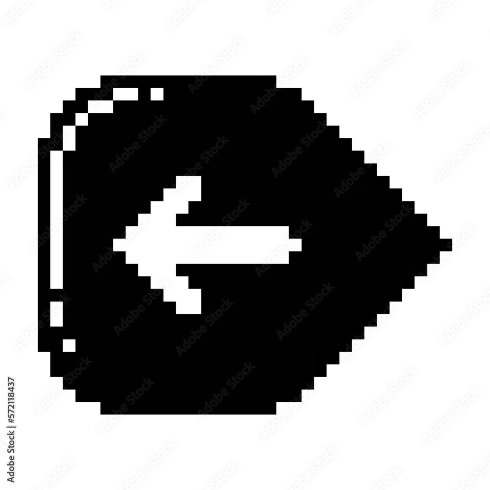 Direction left button joystick icon black-white vector pixel art icon ...