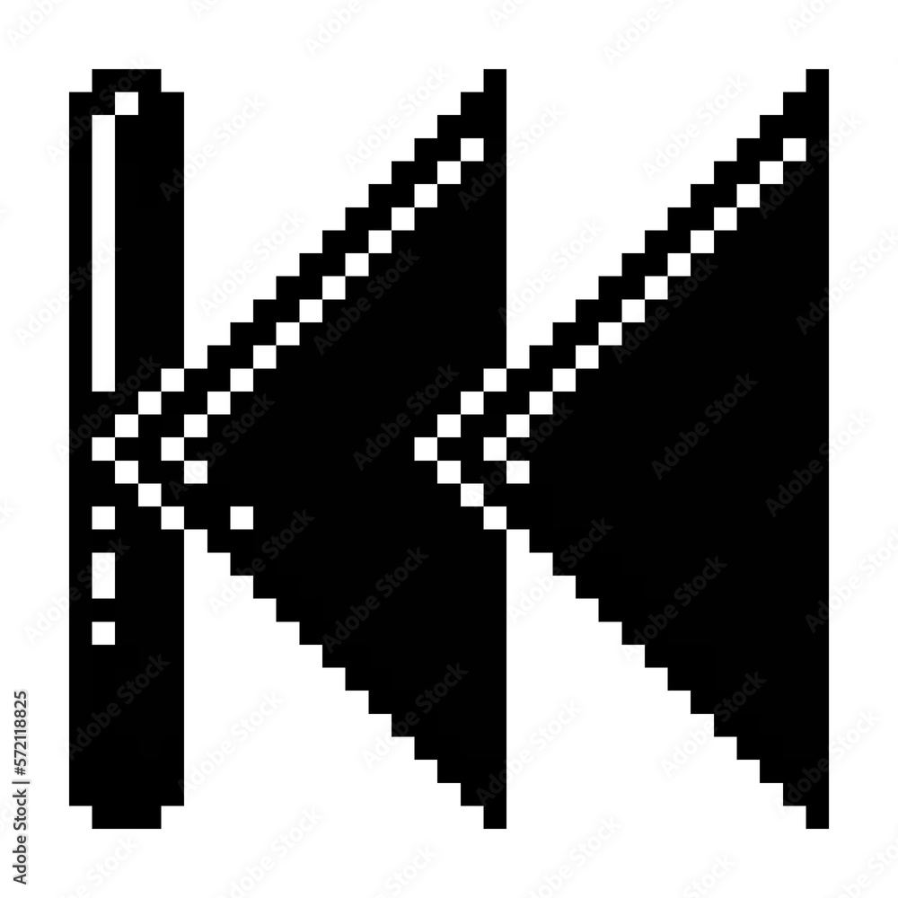 Rewind button icon black-white vector pixel art icon Stock Vector ...