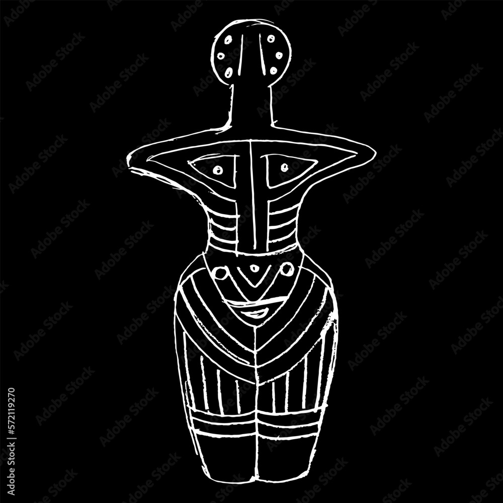 Vecteur Stock Female figurine of a goddess with geometrical ornament on ...