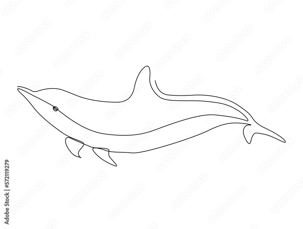 Continuous one line drawing of dolphin. Simple illustration of dolphin ...