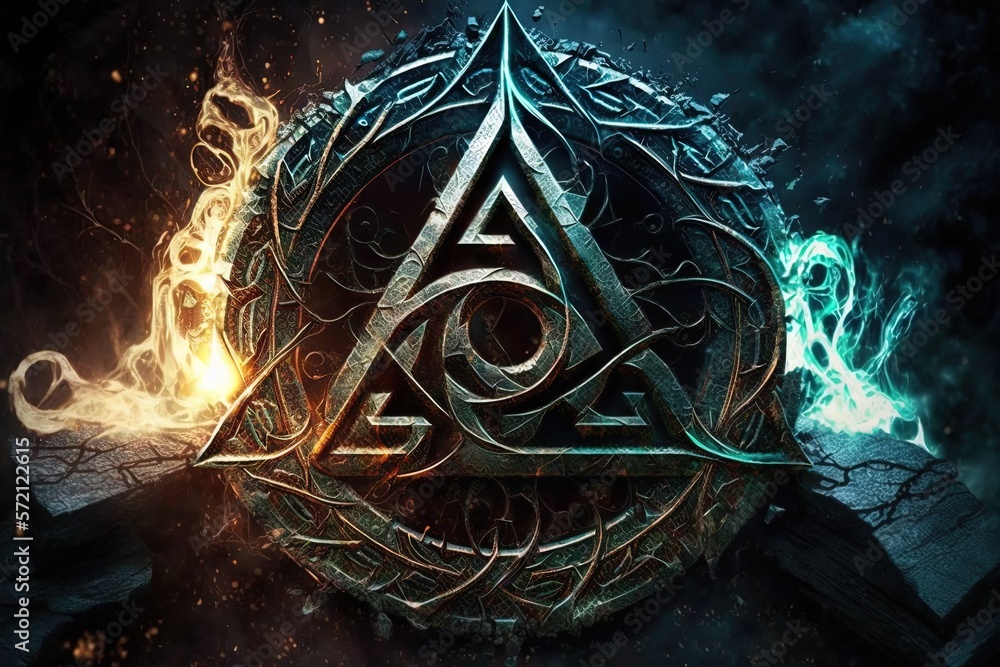 Generative AI arcane symbol with effect of fire and ice. Magic symbol ...