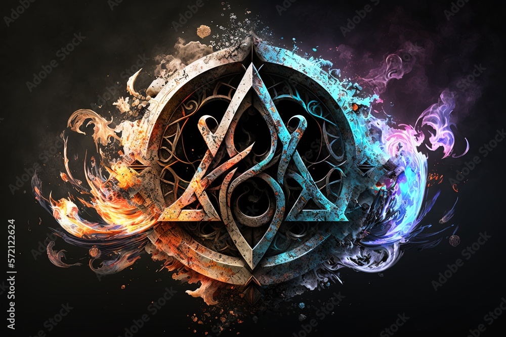 Generative AI arcane symbol with effect of fire and ice. Magic symbol ...