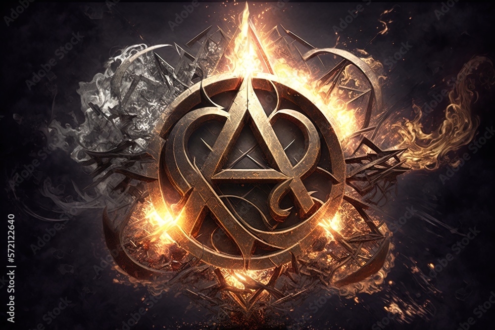 Generative AI arcane symbol with effect of fire and ice. Magic symbol ...