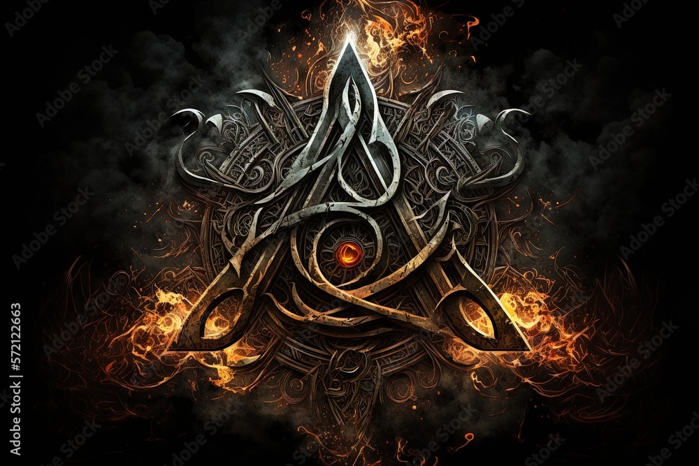 Generative AI arcane symbol with effect of fire and ice. Magic symbol ...