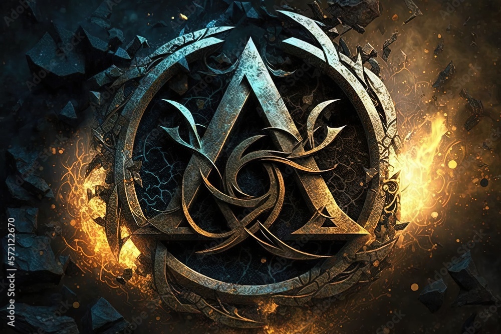 Generative AI arcane symbol with effect of fire and ice. Magic symbol ...