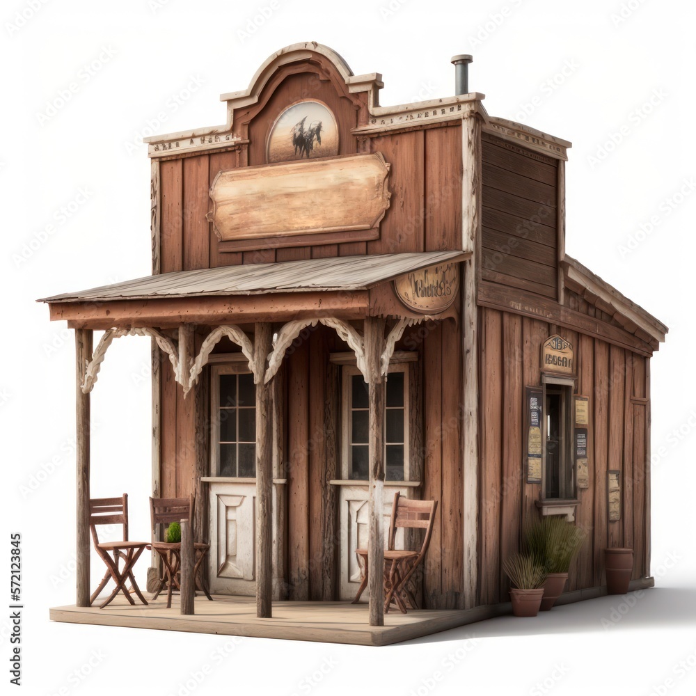 Detailed illustration of a vintage wild western outlaw cowboy saloon ...