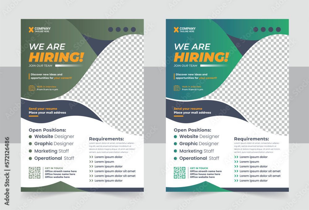 We are hiring flyer design template bundle, Hiring employee poster ...