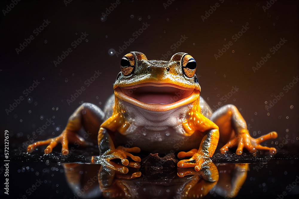 frog on a black background, image ai midjourney generated Stock ...