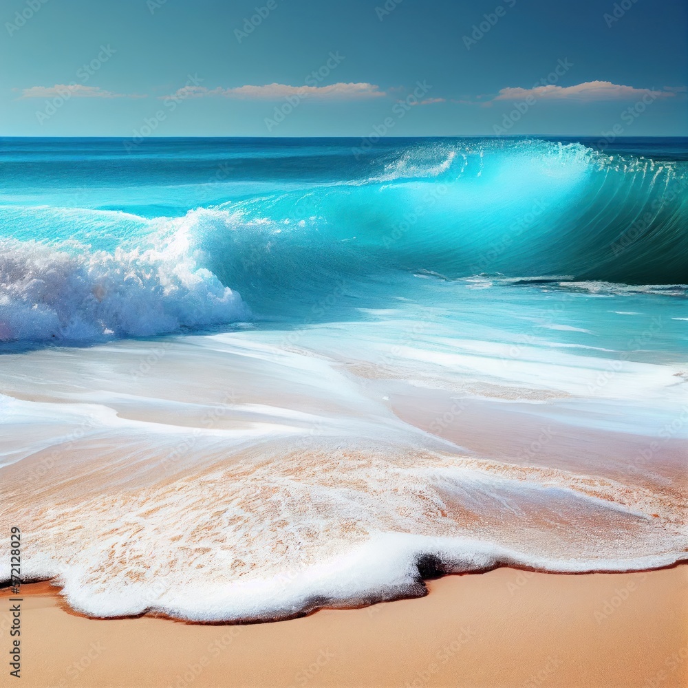 Beautiful sandy beach and soft blue ocean wave. Sea background ...