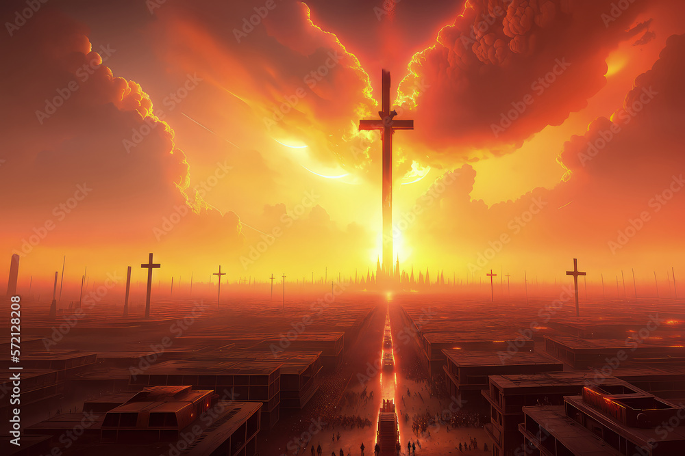 Dooms day, Return of Jesus christ, Bible prophecy. Generative AI Stock ...