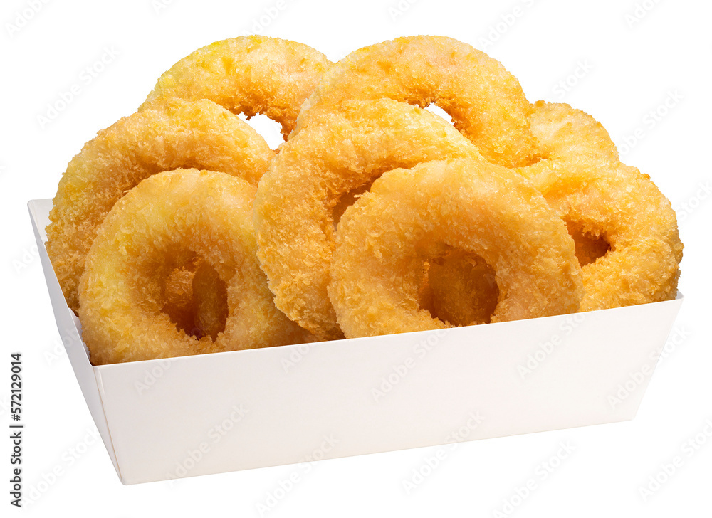 Fried shrimp donut in paper bucket isolated on white background, Fried ...