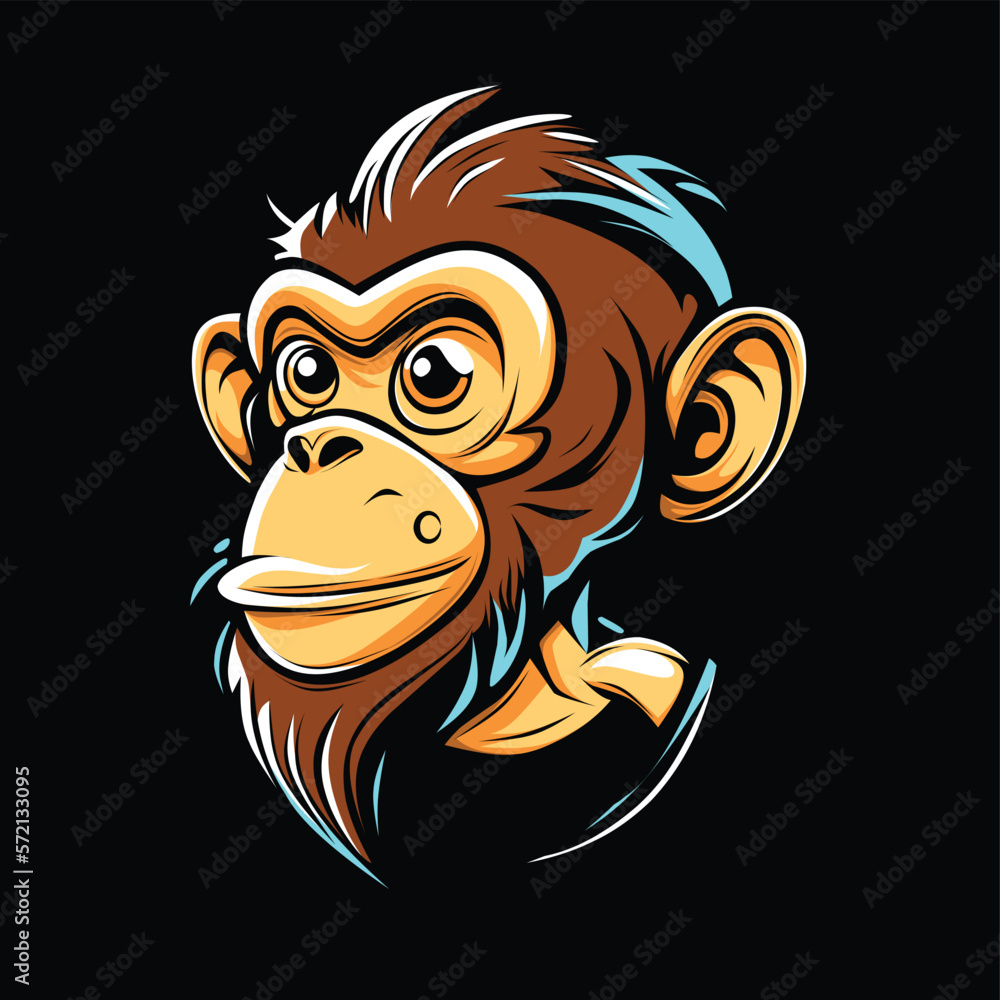 head monkey mascot gaming esport Stock Vector | Adobe Stock