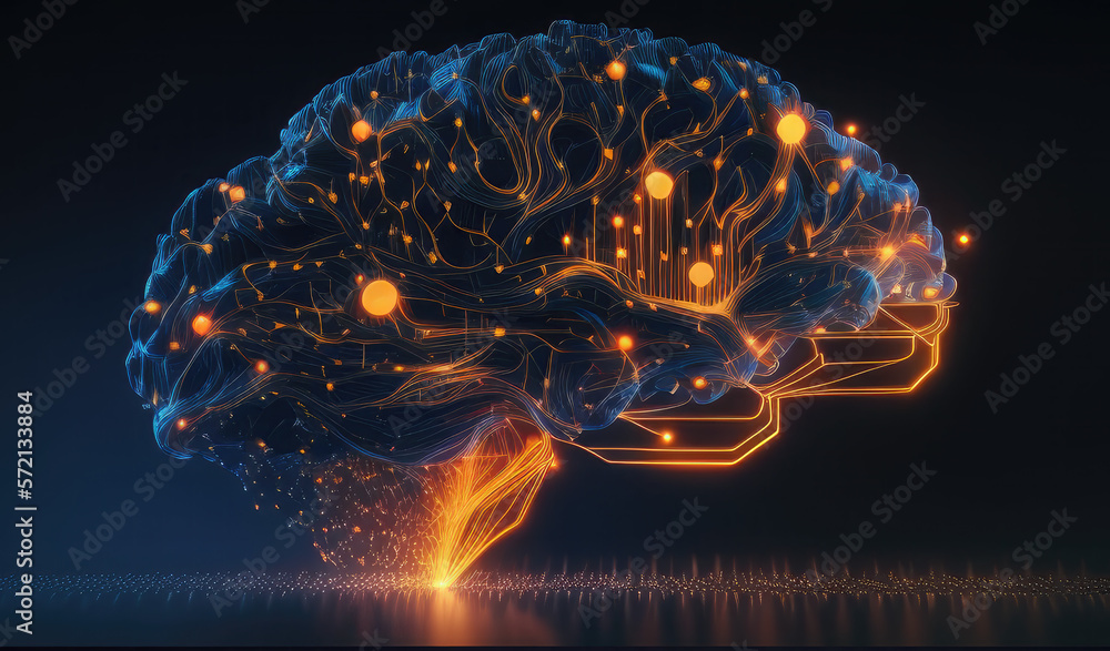 Stock-illustrationen spread of digital brain connections. Artificial ...