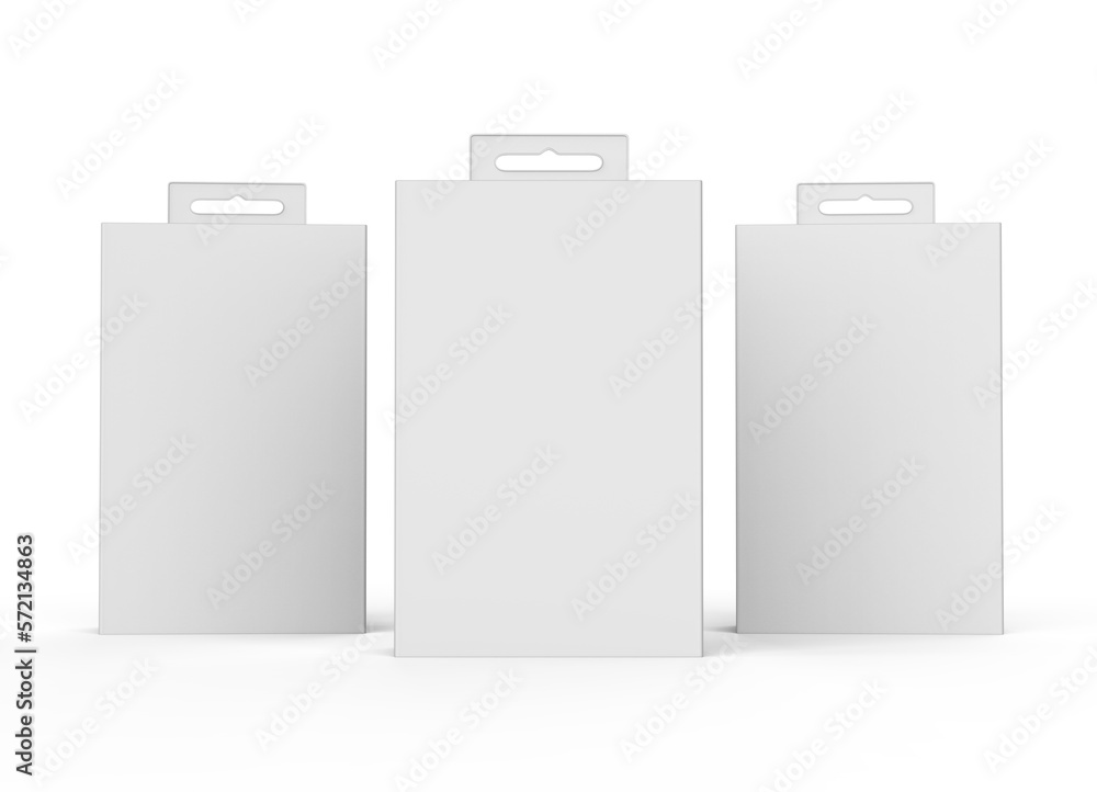 Hanging device cardboard carton box for mockup isolated on white Stock ...