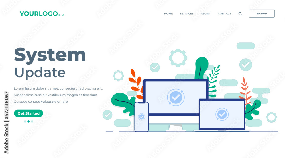 Software update complete on the screen of desktop computer, laptop ...