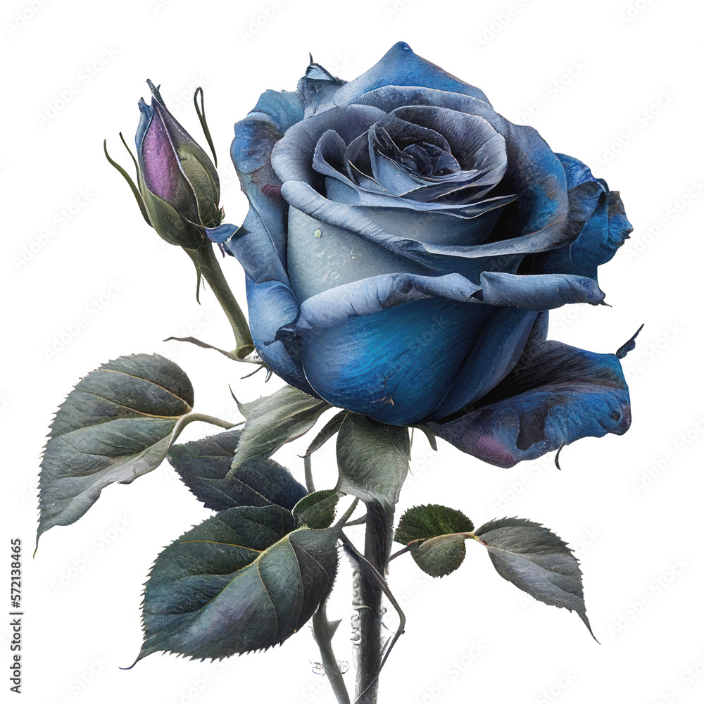 Blue rose isolated on transparent background. PNG, Generative AI Stock ...