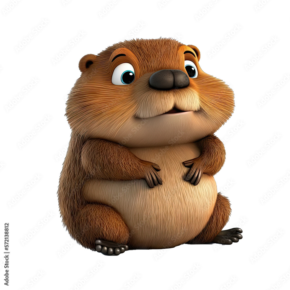 Cute Animation Cartoon Character Animal Beaver Design Elements Isolated ...