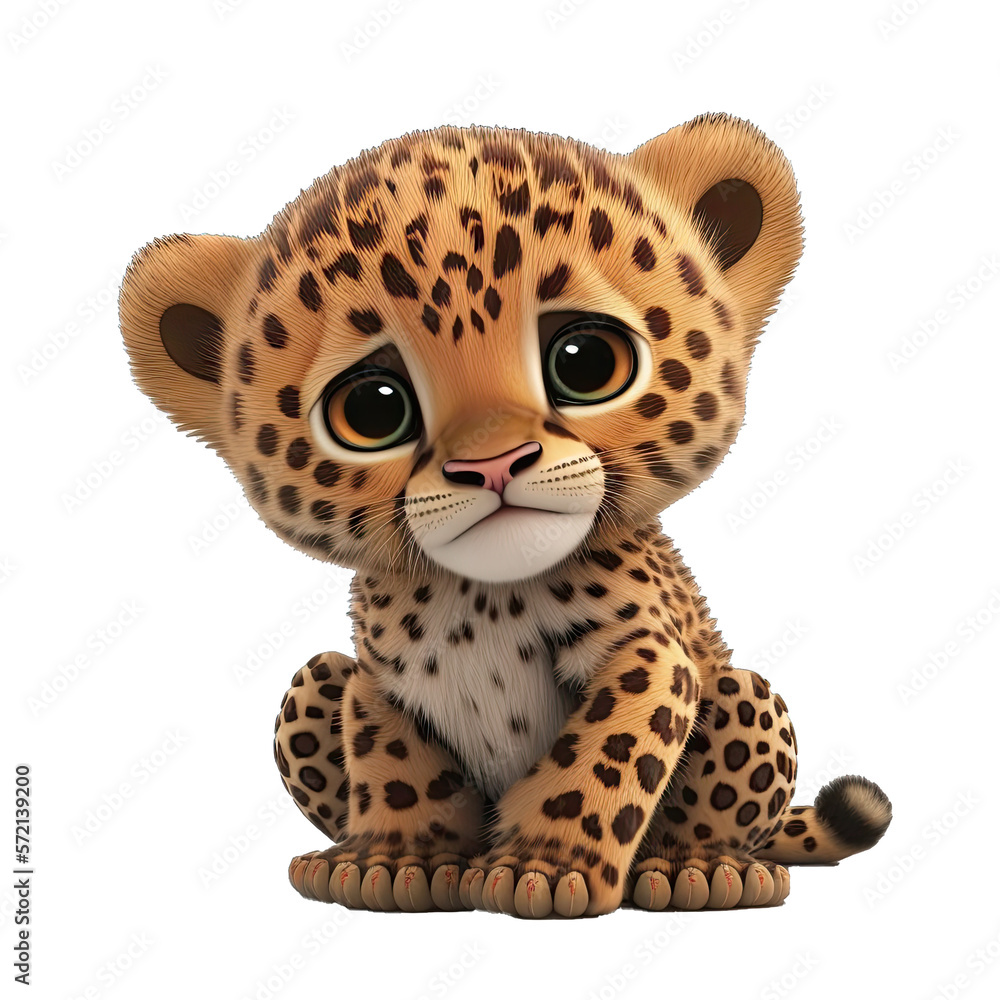 Cute Animation Cartoon Character Animal Leopard Design Elements ...