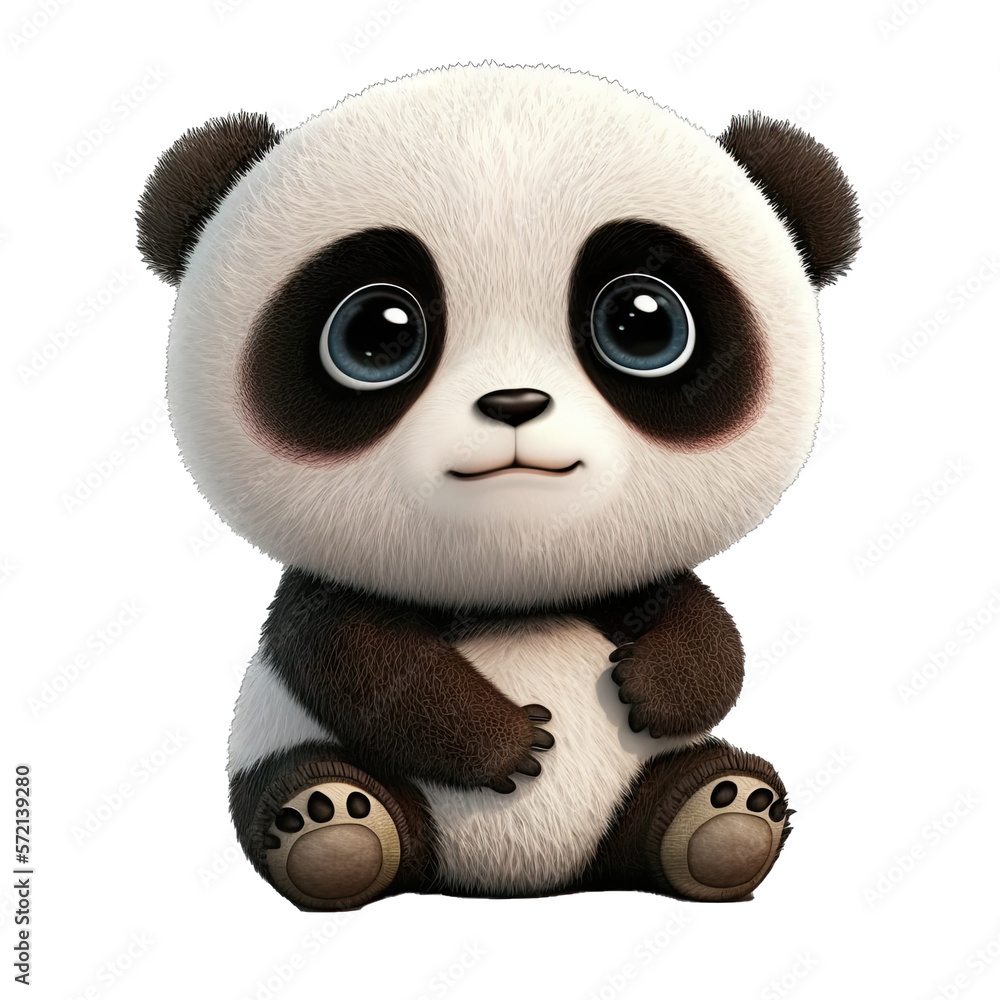 Cute Animation Cartoon Character Animal Panda Design Elements Isolated ...