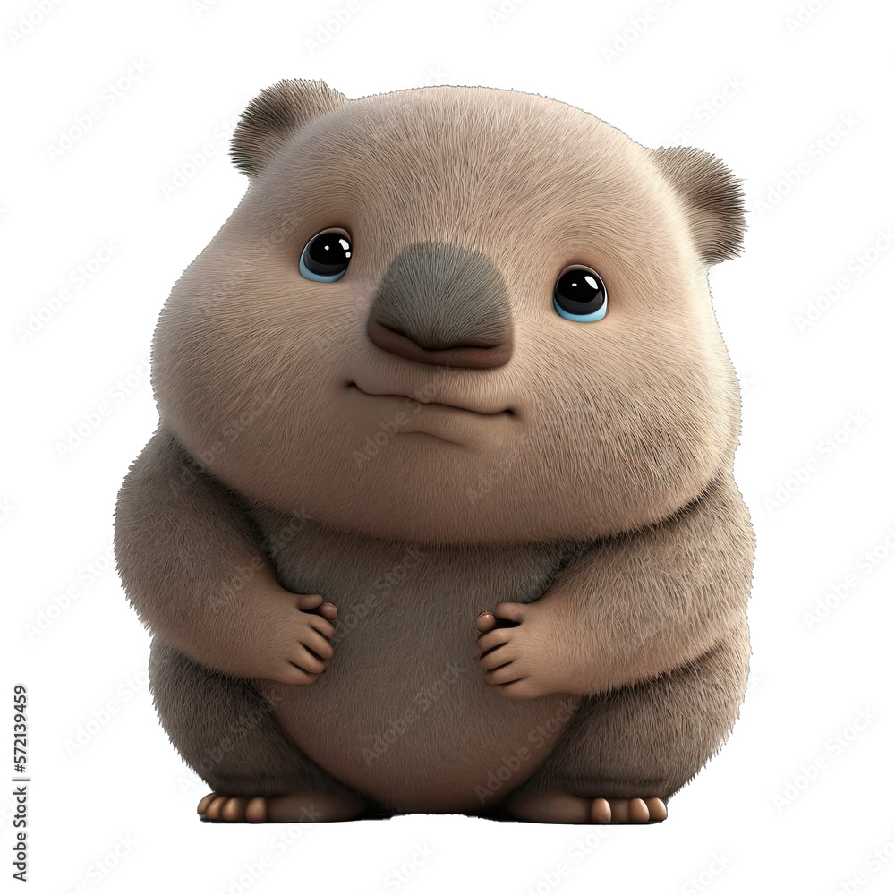 Cute Animation Cartoon Character Animal Wombat Design Elements Isolated ...