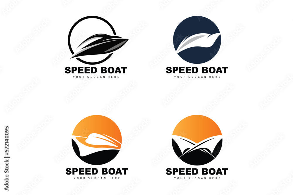 Speed Boat Logo, Fast Cargo Ship Vector, Sailboat, Design For Ship ...