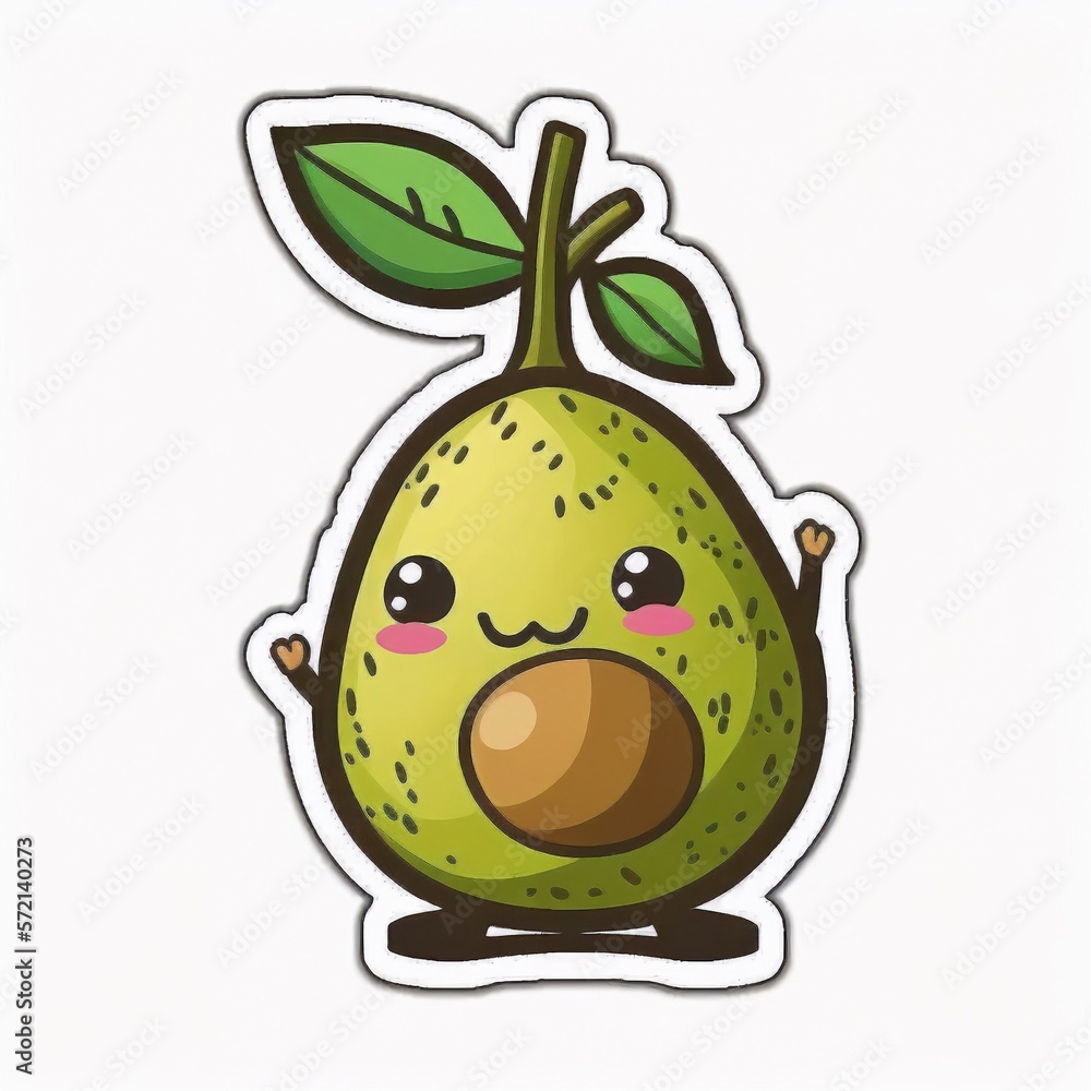 Chibi Sticker Style Avocado Offering a Hug. [Cute, Chibi, Kawaii ...