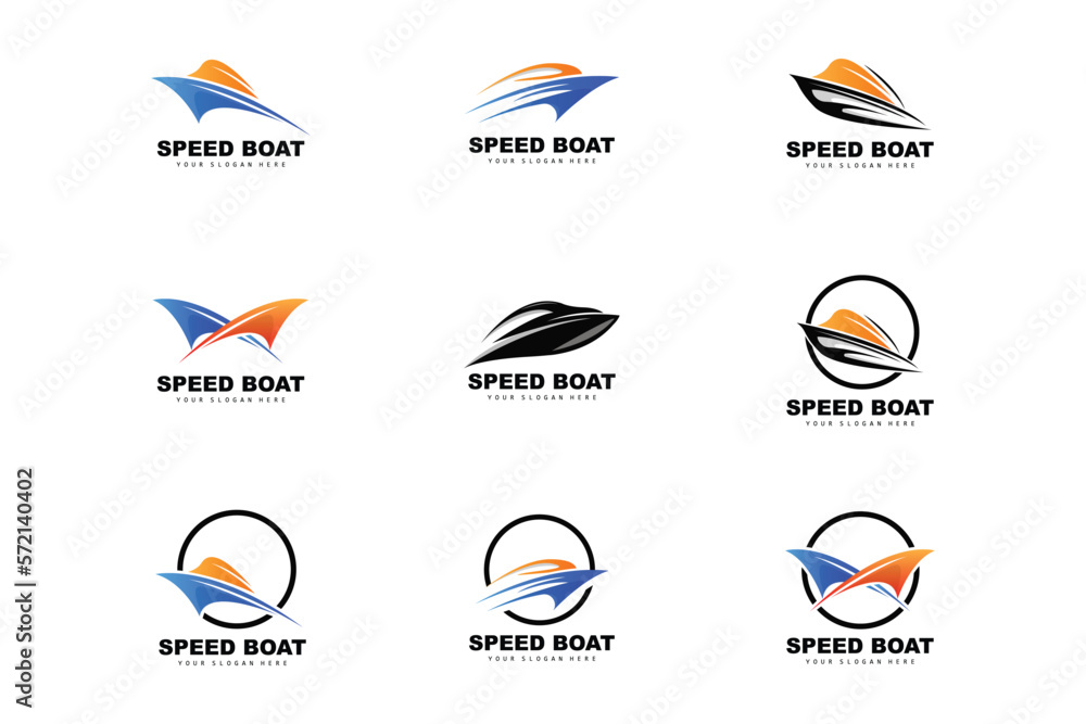 Speed Boat Logo, Fast Cargo Ship Vector, Sailboat, Design For Ship ...