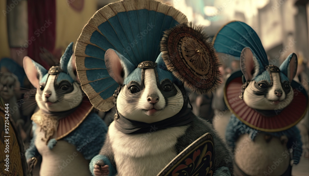 Cute and Cool Animal Chinchillas in Rio Carnival Costume: Colorful ...