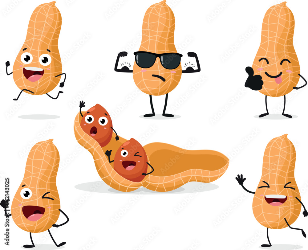 Cartoon Peanuts, set of Cute characters, Isolated on white background ...