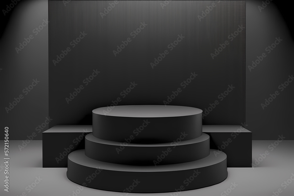 black podium background product stage display on 3d geometric platform ...