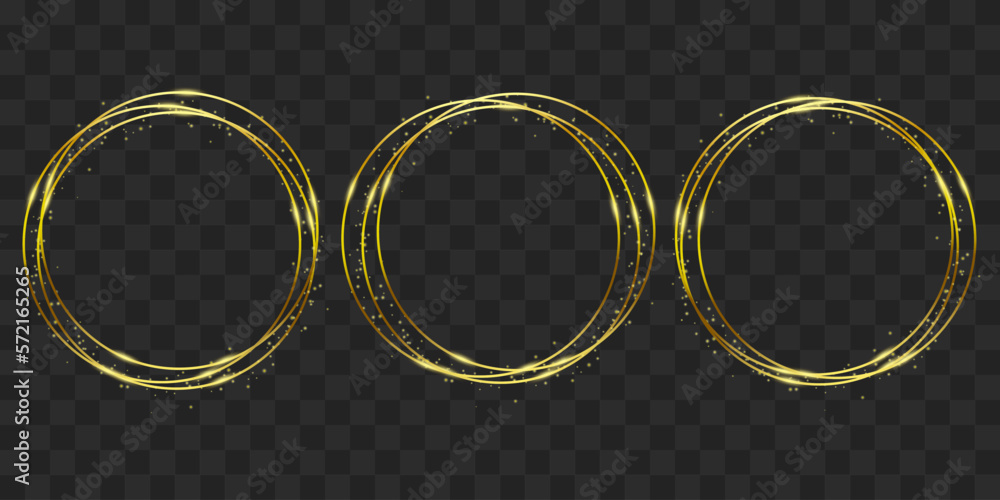 Shiny golden circle, ring, round frame with dust vector, lights ...