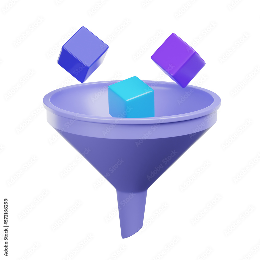 3D Funnel User Story Sales Icon Diagram Flow Business Illustration ...