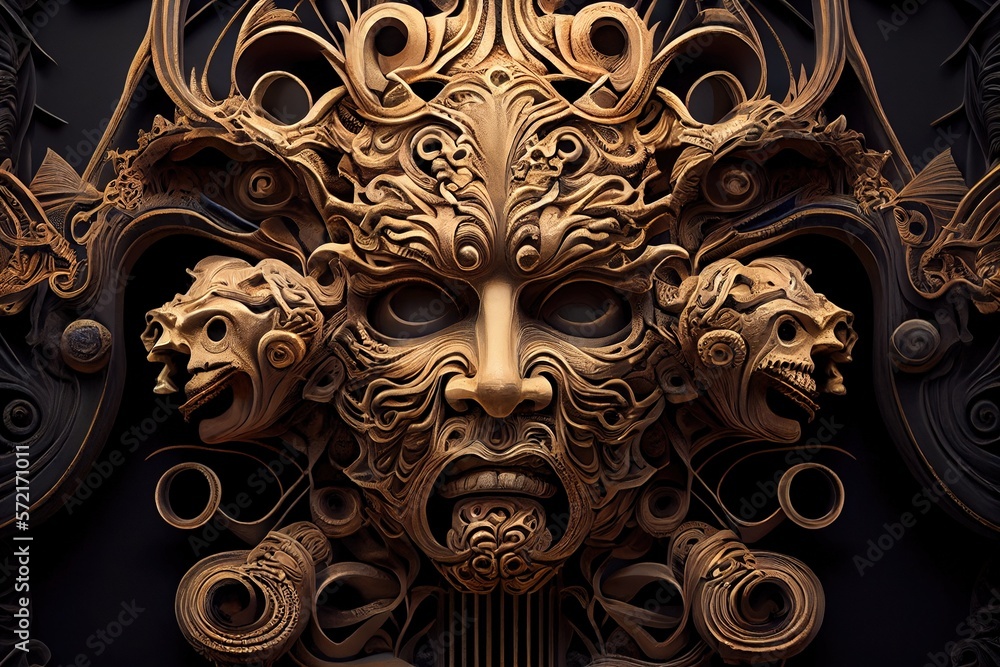 Surreal wall composed of a variety of grotesque and frightening human ...