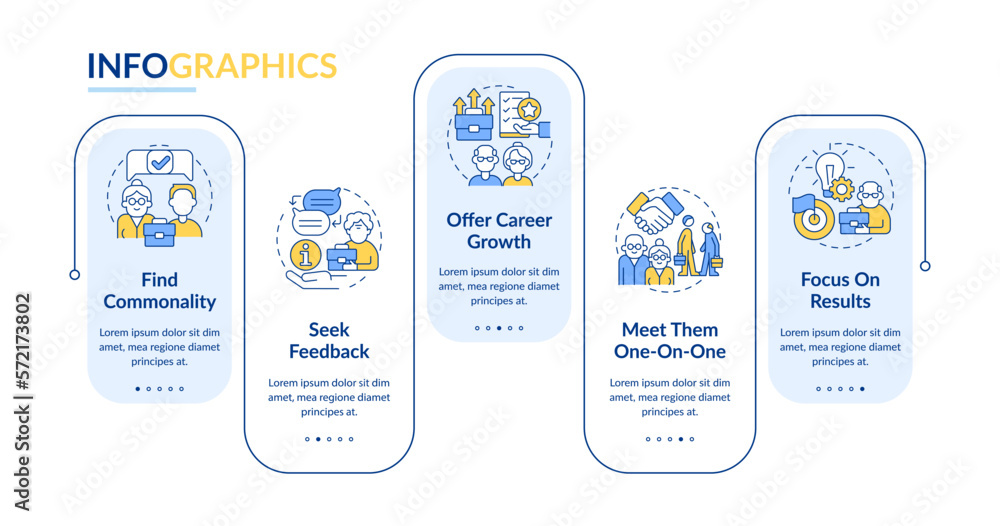 Dealing with age gap in workplace rectangle infographic template. Data ...