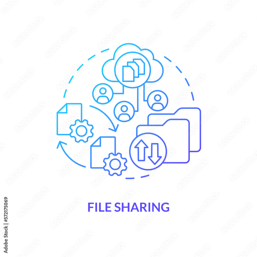 File sharing blue gradient concept icon. Free access to project ...