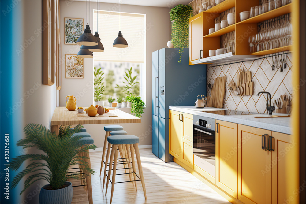 Super photo realistic kitchen interior design, generative ai background ...